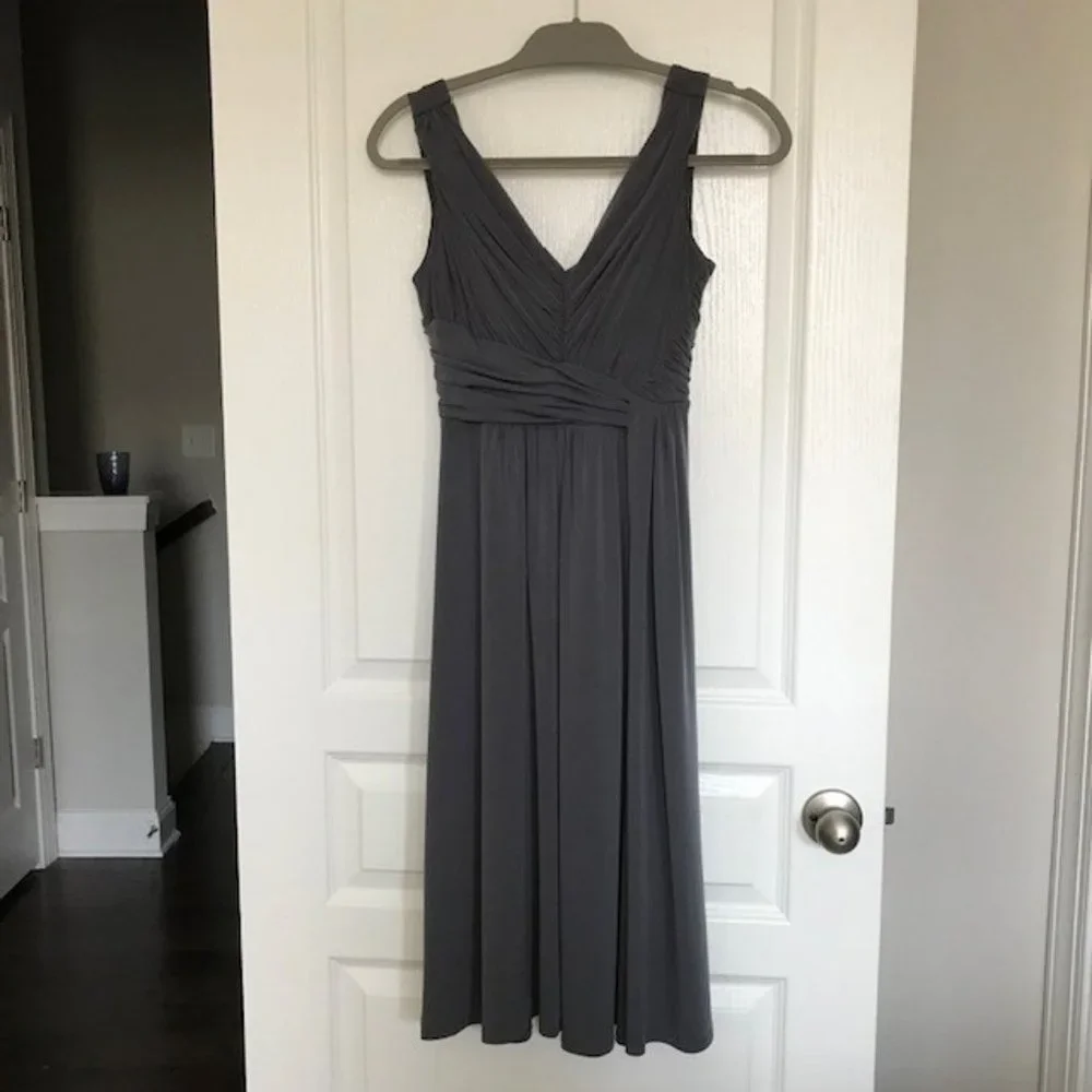 Dresses | Stunning Grey Cocktail Dress With Draped Back | Poshmark